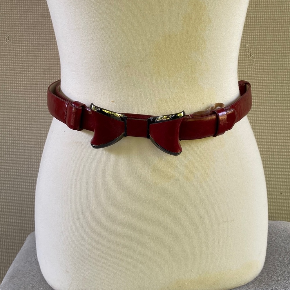 Beautiful Dark Red Bow Leather Belt - Gem
